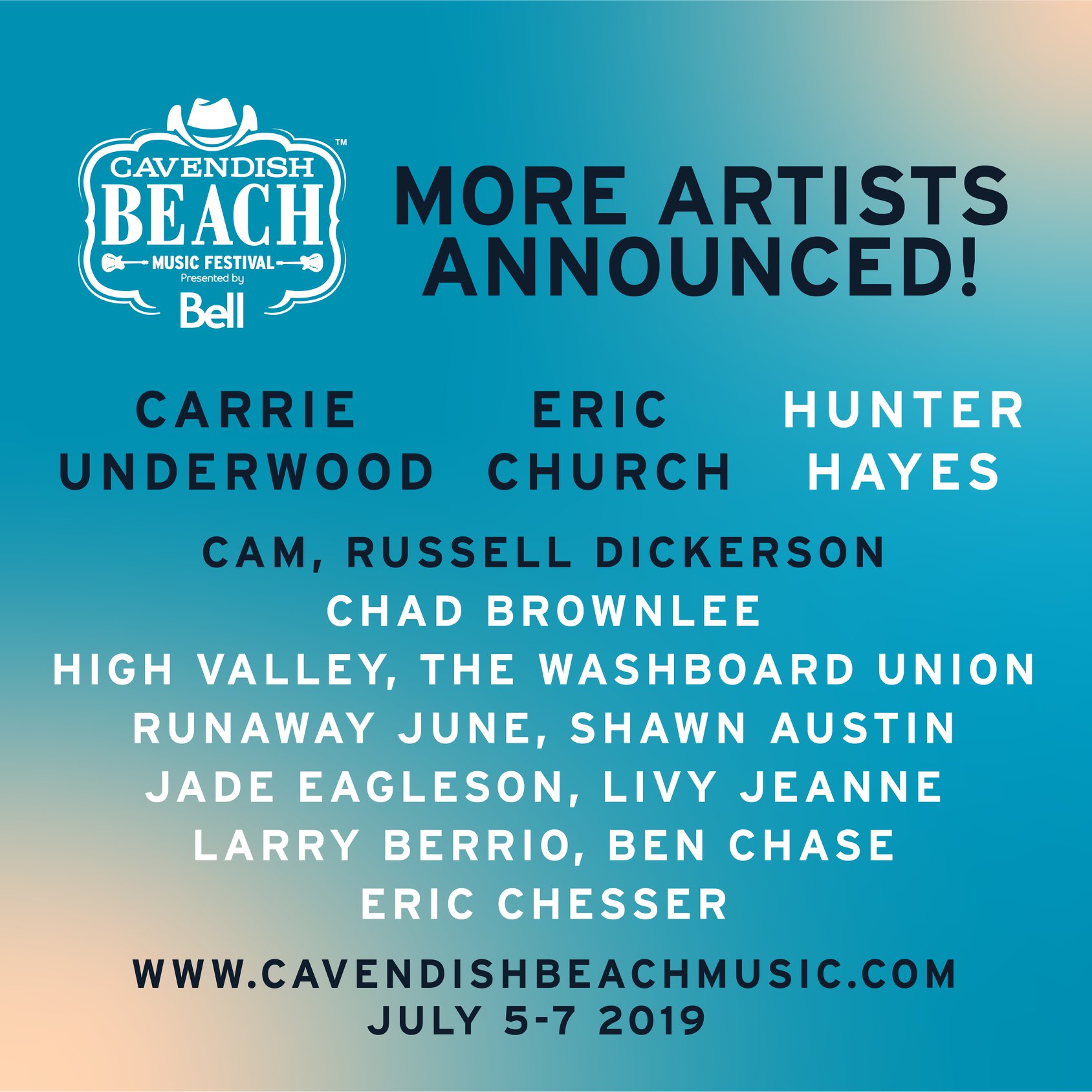 Lineup for the 2019 Cavendish Beach Music Festival | Front Porch Music