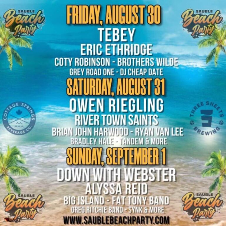 2024 Sauble Beach Party: Full Lineup, Tickets and more | Front Porch Music